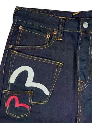 EVISU Seagull-print Multi-pocket Denim Shorts