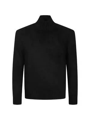 BALLANTYNE High-neck Ribbed-trim Sweater - Black