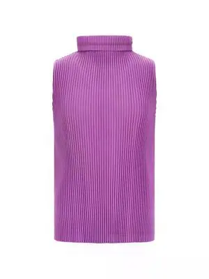 Issey Miyake Pleated Sleeveless Sweater - Purple