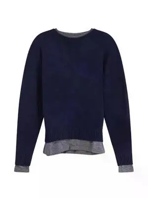 TONYWACK Layered-effect Ribbed-trim Sweater - Blue