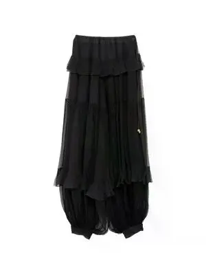 Chloé Ruffled Tiered Maxi Trousers - Black
