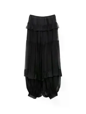 Chloé Ruffled Tiered Maxi Trousers - Black