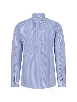Polo Ralph Lauren Striped Embroidered-logo Shirt - Blue