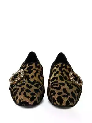 Dolce & Gabbana Leopard-print Crystal-embellished Loafers