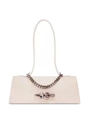 Alexander McQueen Jewelled Crocodile Effect Shoulder Bag - Pink