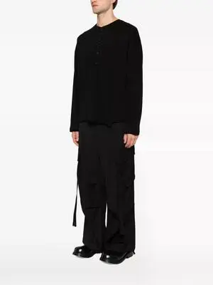 Isabel Benenato Button-placket Raw-edge Sweater