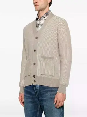 FILIPPO DE LAURENTIIS Ribbed-knit V-neck Cardigan