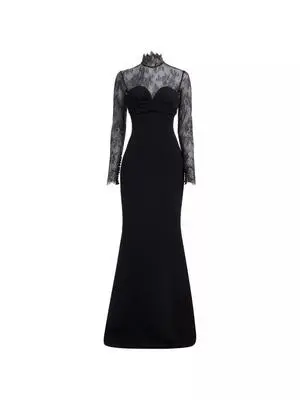 Elie Saab Lace-panelled Maxi Dress - Black