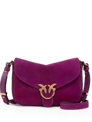 Pinko Love Birds Suede Shoulder Bag - Purple