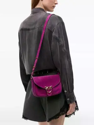 Pinko Love Birds Suede Shoulder Bag - Purple