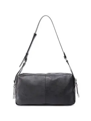 Pinko Keeper Bag Medium Shoulder Bag In New Biker Leather - Black