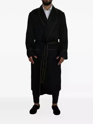 Dolce & Gabbana Piped Silk Robe - Black