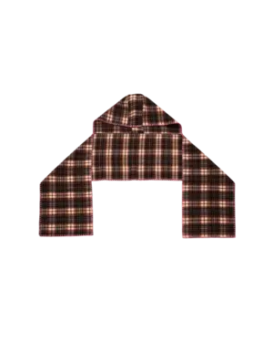 FABLE ENGLAND Check Hooded Scarf - Brown