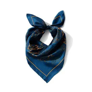 EIGHTEEN FORTY TWO Tiger Outline Silk Twill Bandana - Navy