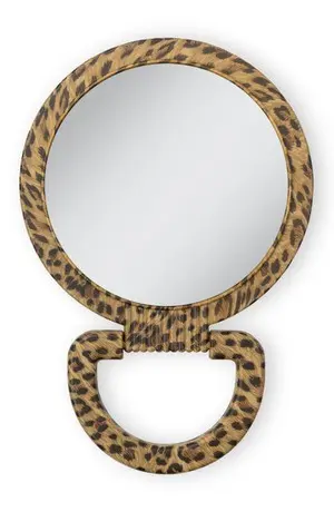 ZADRO Dual-sided Hanging Handheld Mirror In Soft-touch Leopard Print
