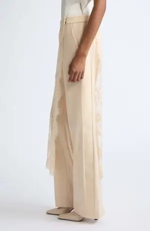 Zimmermann Valiant Lace Wrap Stretch Wool Straight Leg Pants - Cream