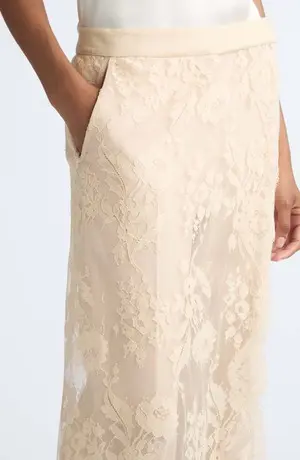 Zimmermann Valiant Lace Wrap Stretch Wool Straight Leg Pants - Cream