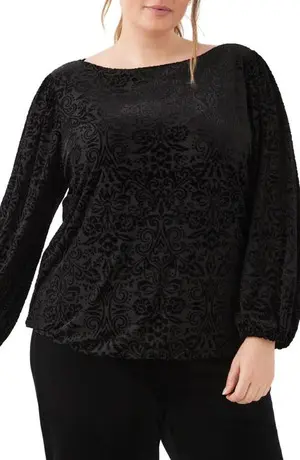 Karen Kane Velvet Burnout Boat Neck Top