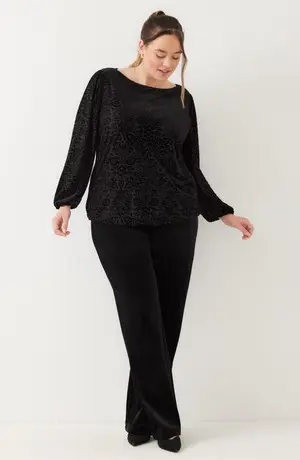 Karen Kane Velvet Burnout Boat Neck Top