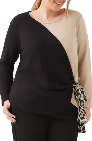 Karen Kane Colorblock Satin Bow Top
