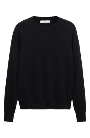 Mango Cashmere Round Neck Sweater Black