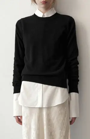 Mango Cashmere Round Neck Sweater - Black