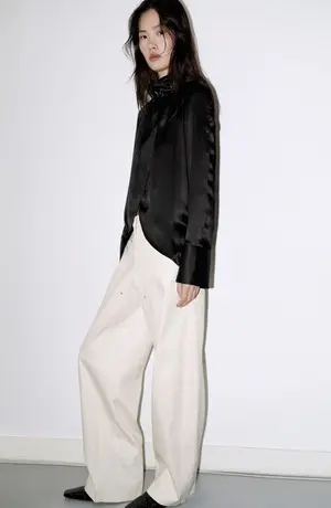 Mango Silk High Neck Tulip Top