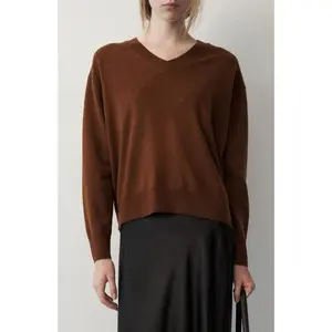 Mango Wool V-neck Sweater - Caramel