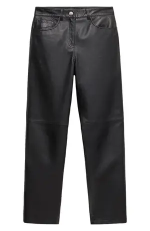 MANGO Straight Leg Leather Pants