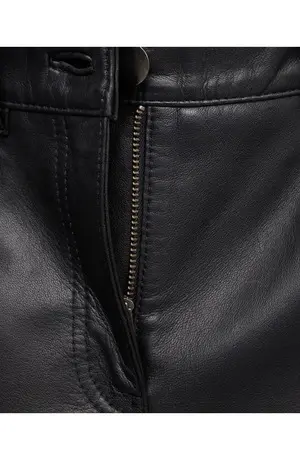 Mango Straight Leg Leather Pants