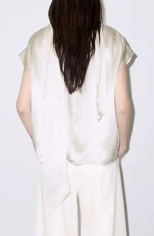 Mango Silk Turtleneck Top - Ecru
