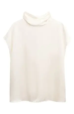 Mango Silk Turtleneck Top - Ecru