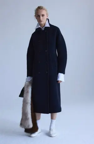 Mango Double Breasted Virgin Wool Blend Coat