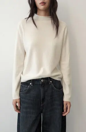 MANGO Cashmere Perkins Neck Sweater