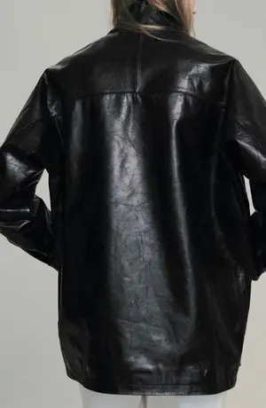 Mango Oversized Leather Parka