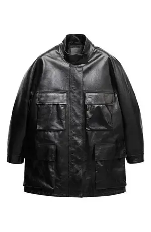 Mango Oversized Leather Parka