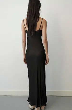 Mango Lace Detail Chiffon Dress