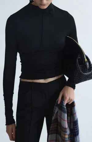 Mango Seam Detail High Neck T-shirt