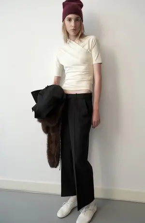 Mango Fitted Wrap Effect Top
