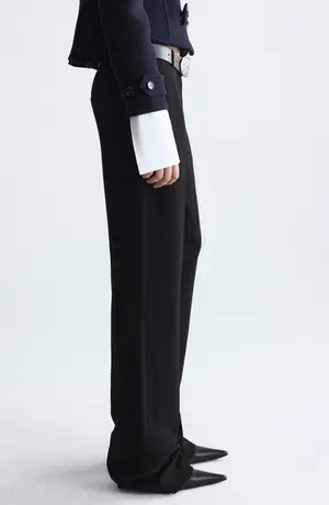 Mango Wool Straight Leg Suit Trousers
