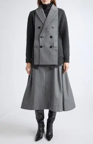 Sacai Wool Flannel Cargo Skirt - Gray