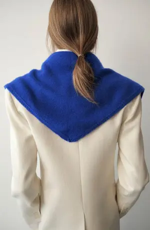 Mango Wool & Cashmere Blend Triangular Scarf - Blue