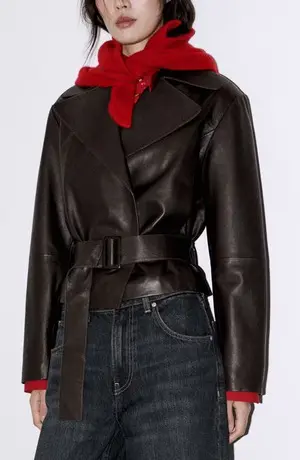Mango Wool & Cashmere Blend Triangular Scarf - Red