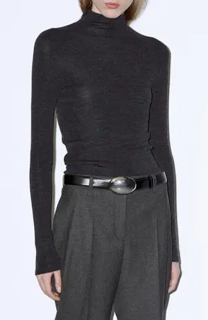 Mango Wool Turtleneck Sweater - Charcoal