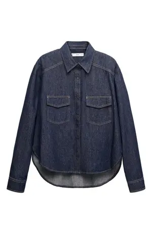 Mango Pocket Denim Shirt - Open Blue
