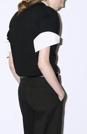 Mango Polo Collar Wool Sweater - Black