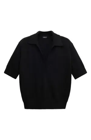Mango Polo Collar Wool Sweater - Black