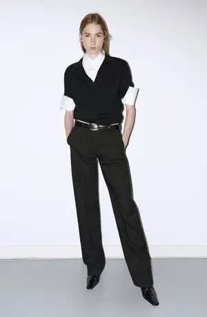 Mango Polo Collar Wool Sweater - Black