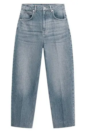 Mango Balloon High Waist Ankle Tapered Jeans - Medium Blue