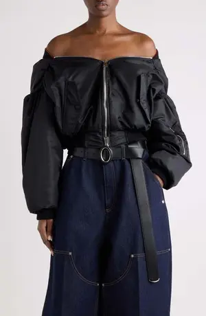 Givenchy Off The Shoulder Bomber Jacket